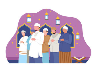 Salah sholat shalat muslim pray set movement Vector Image