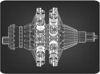 Radial engine blueprints Royalty Free Vector Image