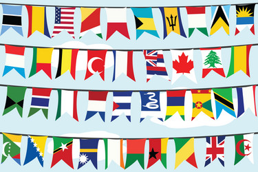 Hands hold the flags of different countries Vector Image