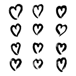 Hand-painted ink with hearts Royalty Free Vector Image