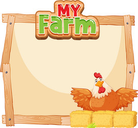 Border design with chicken and farm Royalty Free Vector