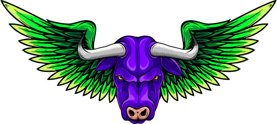 Monochrome creative cow wing logo Royalty Free Vector Image