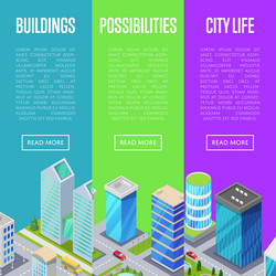 Downtown business district banners set Royalty Free Vector