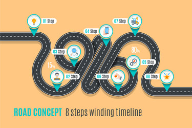 Road concept timeline infographic chart flat style