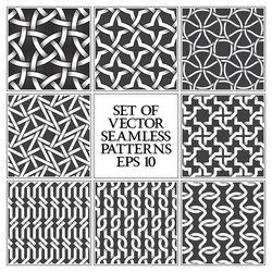 Seamless patterns set of black white distorted Vector Image