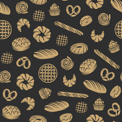Bread and pastry food seamless pattern background Vector Image