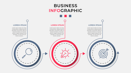 Business infographics presentation with 3 steps Vector Image