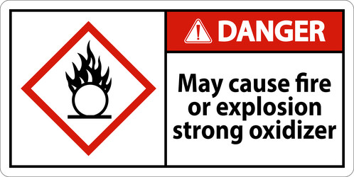Caution may cause fire or explosion sign on white Vector Image