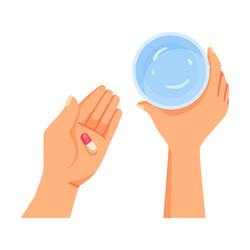Human hand take medical tablet or pill Royalty Free Vector