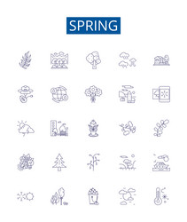 Spring line icons signs set design collection Vector Image