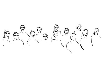 Line Drawing Group of People Vector Images (over 8,100)