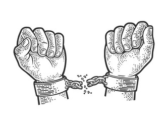 Hands Breaking Chains Drawing