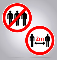 Mind your distance 2m sign Royalty Free Vector Image