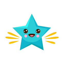 Cute kawaii star with wings on cloud cartoon Vector Image
