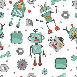 Robots seamless pattern children robo background Vector Image