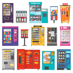 Flat vending machines snacks food ice cold Vector Image