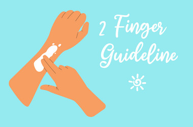 Banner with two finger rule for sunscreen Vector Image