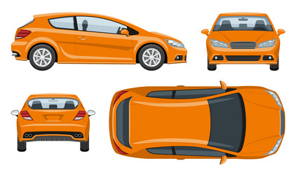 Car template side front back top view Royalty Free Vector