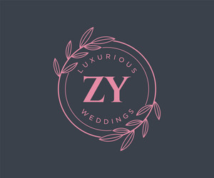 Zy initials letter wedding monogram logos Vector Image