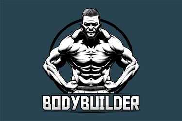 Bearded Bodybuilder Showing His Muscular Body Vector Image