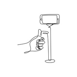 Continuous line drawing stick for selfie Vector Image