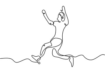 Continuous line drawing of athlete long jump Vector Image
