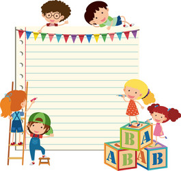 Children on blank board Royalty Free Vector Image