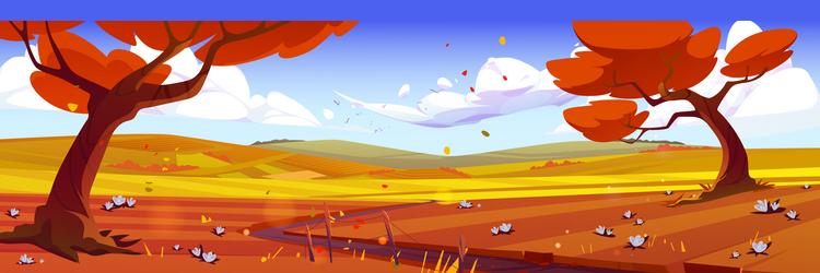 Cartoon autumn nature landscape rural fall scene Vector Image