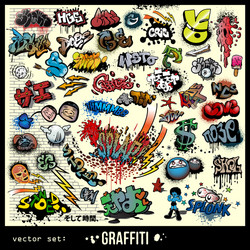 Graffiti elements explosion Royalty Free Vector Image