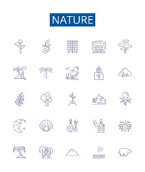 Nature line icons signs set design collection Vector Image