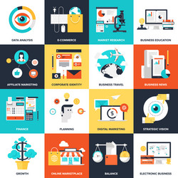 Business screens with technology icons and people Vector Image