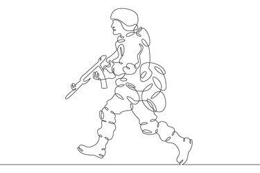 One continuous linewarrior on the attack modern Vector Image