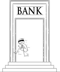 Bank vault robbery by thieves criminals Royalty Free Vector