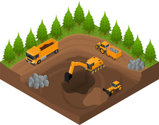 Excavators are working Royalty Free Vector Image