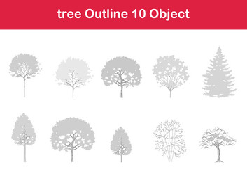 Tree line drawing side view graphics Royalty Free Vector