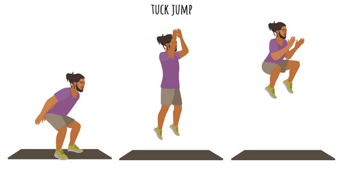 Young man doing jump lunge exercise Royalty Free Vector