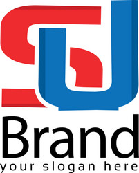 Red and blue letter cd logo o Royalty Free Vector Image