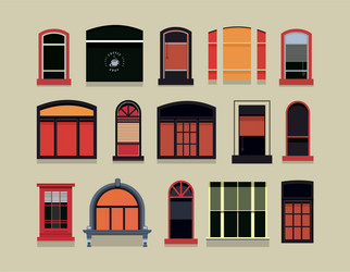 Different types house windows elements isolated Vector Image