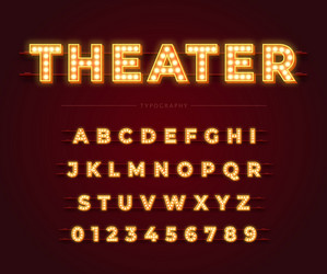 Light bulb alphabet in broadway theatre style Vector Image