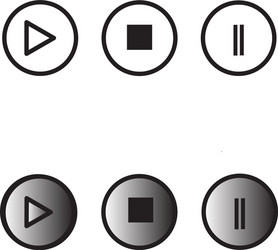 Audio icon set play pause stop Royalty Free Vector Image