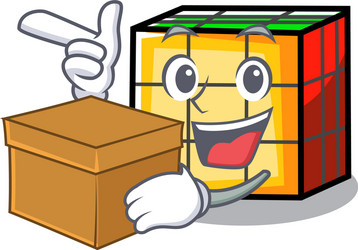 Geek rubik cube character cartoon Royalty Free Vector Image