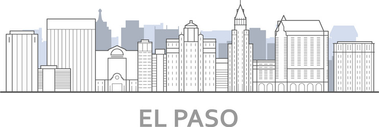 Silhouette el paso skyline - panorama Royalty Free Vector