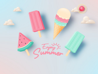 Popsicle in love with ice cream Royalty Free Vector Image