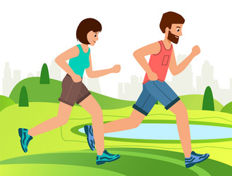 Running track in park scene Royalty Free Vector Image
