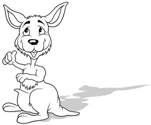 Kangaroo and joey color in line drawing Royalty Free Vector