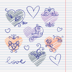 Paper love hand draw of doodles Royalty Free Vector Image