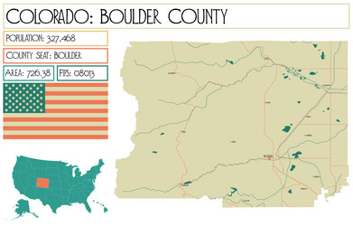 Detailed infographic and map of boulder county in Vector Image