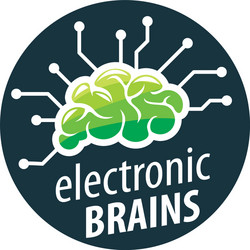 Logo brain and electrical wires Royalty Free Vector Image