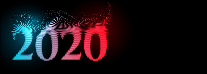 Happy new year 2020 neon poster Royalty Free Vector Image