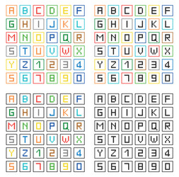 Pixel alphabet letters numbers fonts typeface Vector Image